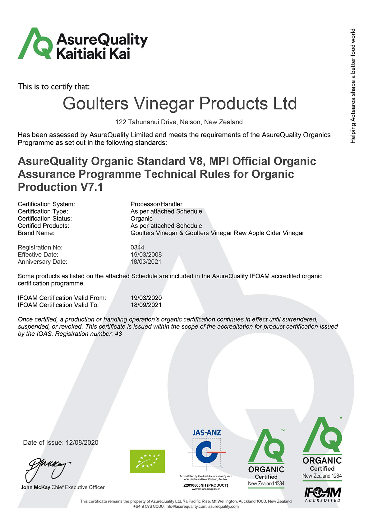 Certified Kashrut, Halal and Organic vinegar products - Goulters Vinegar